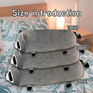 JIEBEI Cute Raccoon Plush Pillow, Raccoon Stuffed Animals, Soft Kawaii Plushies Cuddle Pillow, Cute Plushies Birthday Gifts for Kids (Raccoon,19 inch)