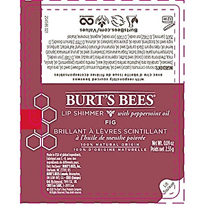 Burt's Bees Lip Balm Easter Basket Stuffers, Moisturizing Lip Shimmer Spring Gift for Women, for All Day Hydration, with Vitamin E & Coconut Oil, 100% Natural, Fig, 0.09 Ounce
