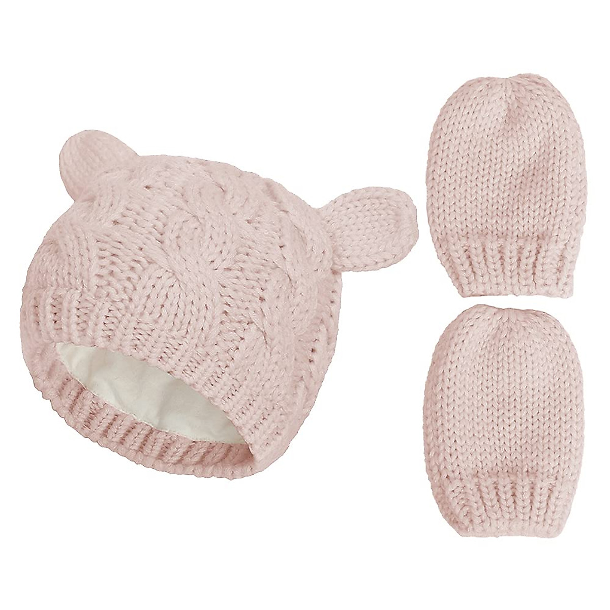 Fynnsure Baby Hat Glove Set Soft Newborn Mittens Baby Girl Boys Knitted Toddler Cap Infant Winter Beanie Mitten Sets Pink S