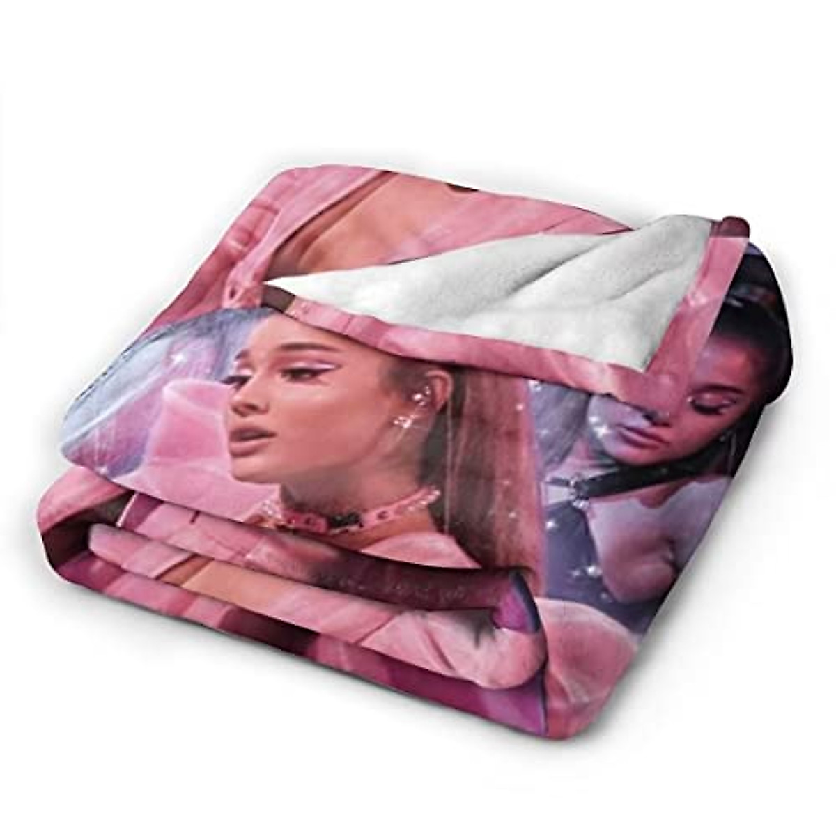 Ariana Grande Blanket Pop Singer Poster Collage Ultra Soft Flannel Fleece Blanket Super Soft Warm and Cozy for Sofa Bed Couch Travel Personalized Singer Fans Gift 60x50 in