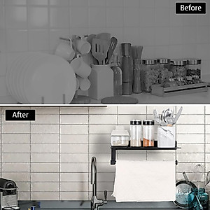 Sumnacon 13 Inch Aluminum Paper Towel Holder with Shelf - Wall Mounted Tissue Holder with Screws, Decorative Hand Towel Bar with Storage Organizer Shelf for Office, Bedroom, Bathroom, Kitchen,Black