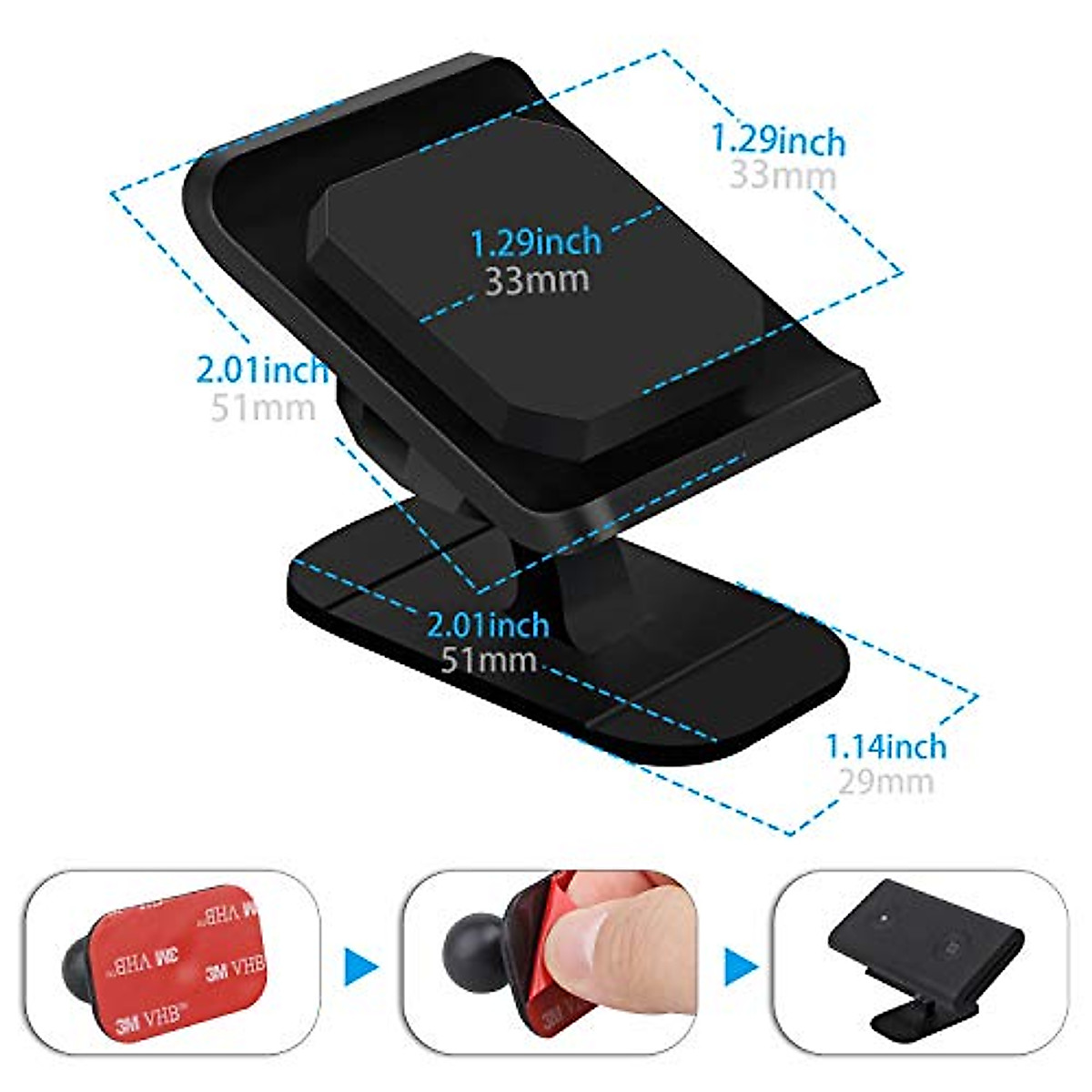 YiePhiot 3M Tape Magnetic Car Mount Compatible with Echo Auto, Car Accessories, Auto Mount pad Stick to Flat or Oblique Car face with 3M Tape, Universal Dashboard Car Mount