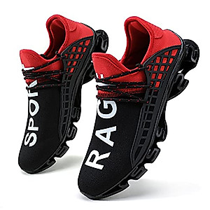 PRECKIN Mens Running Shoes Breathable Slip On Sneakers Non Slip Casual Athletic Walking Tennis Shoes for Men Red,8.5