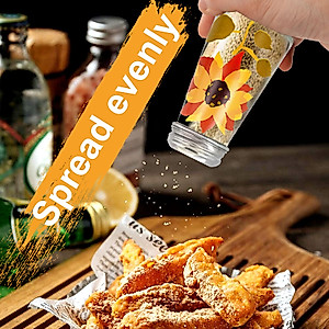 GERUSEA Hand Painted Tapered Salt and Pepper Shaker Set, Sunflowers, Yellow, 2.