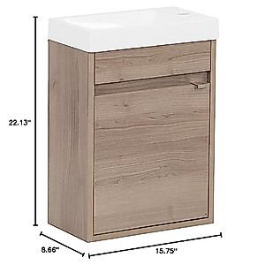 Spring Mill Cabinets Kambree Bathroom Vanity with Sink, 15.75 in. W x 8.66 in. D x 22.13 in. H, Forest Elm