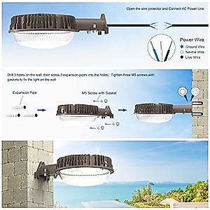 OPENLUX 120w LED Barn Light Dusk to Dawn 14400LM Outdoor Security Light with Photocell, 5000K LED Yard Light Wall Mount, AC 100-277V Input IP65 Waterproof for Farm Barn Garage Yard…