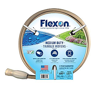 Flexon FAW12100CN Medium Duty Garden Hose, 100ft, Brown
