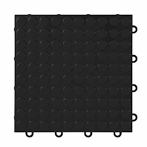 FlooringInc's Nitro 12"x12" Snap-Together Garage Flooring Tiles, Non-Slip Interlocking Plastic Garage Floor Mat, Garage Organization & Garage Storage, Coin Pattern, Midnight Black, 52 Tiles, 52 Sq/Ft