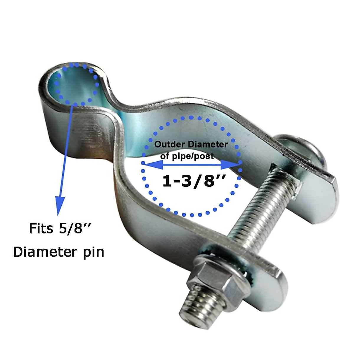 4 Pack 1-3/8inch Chain Link Fence Frame Gate Post Hinge/Galvanized Steel Zinc Plated Pipe Gate Hinge, Nut/Bolt Included