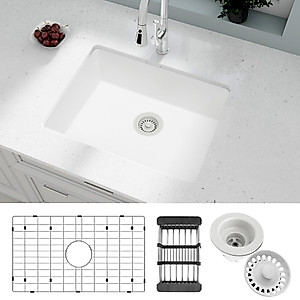 MONSINTA Bar Sink, Undermount Kitchen Sink, 23 Inch White Bar Sink, Bar Sink Undermount With Accessories, Granite Kitchen Sink, White Sink Kitchen
