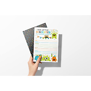 Your Main Event Prints Monster Birthday Invitations - Little Monster Birthday Party Invites - 20 Fill-In Monster Party Invitations With White Envelopes