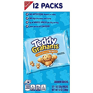 Teddy Grahams Honey Graham Snacks, 48 Total Snack Packs (4 Boxes)