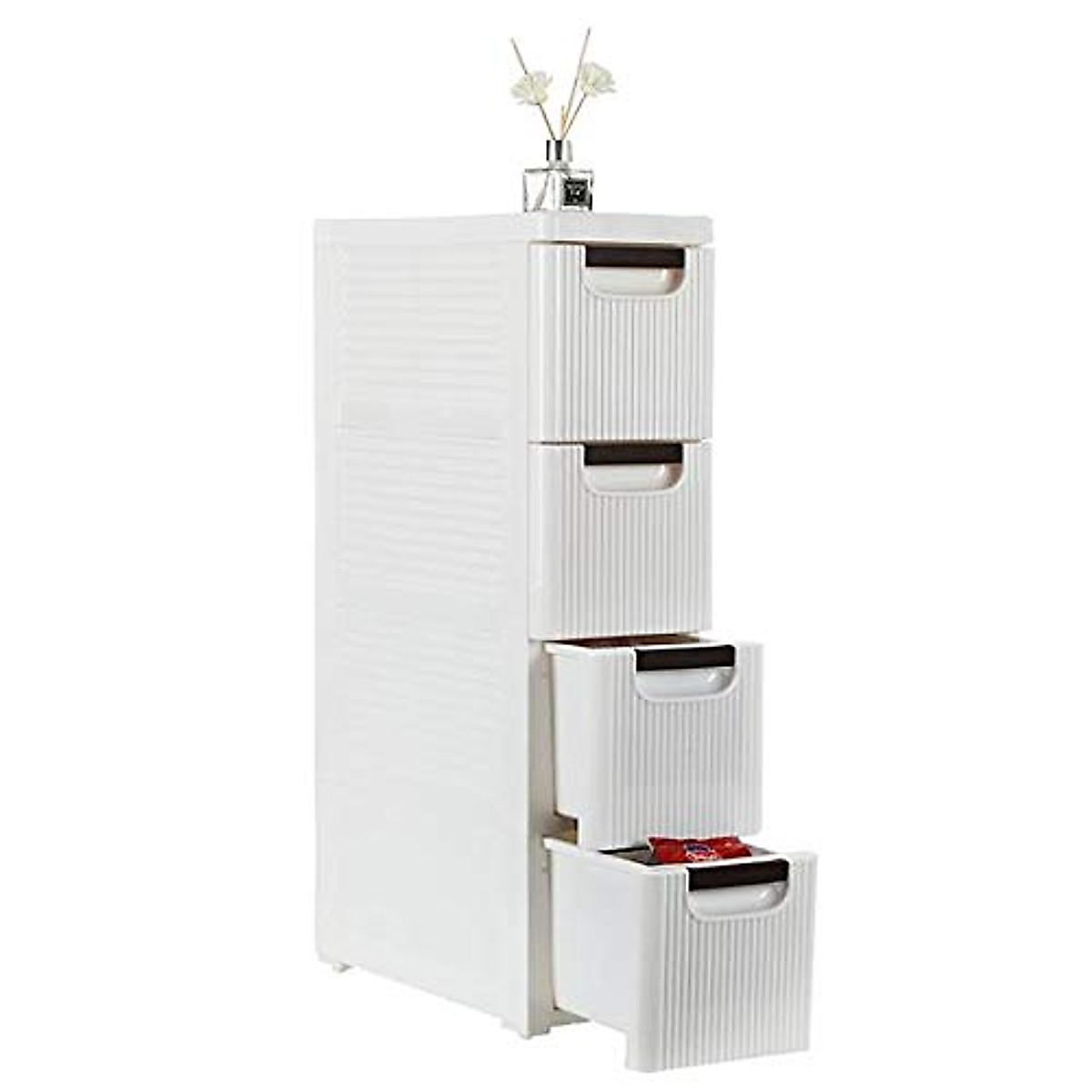 KOIECETA 4-Tire Rolling Cart Organizer Unit with Wheels Narrow Slim Container Storage Cabinet for Bathroom Bedroom