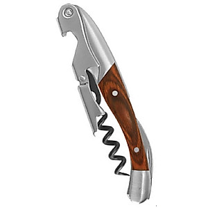 Wood Handle/Stainless Corkscrew Double Hinge Waiters Wine Key Bottle Opener