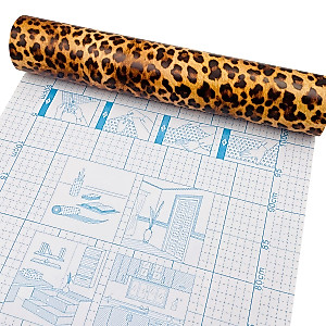 Yifasy 19.7 feet Wallpaper Roll Leopard Animal Print Peel and Stick Removable Shelf Liner Women Makeup Box Decor (236x17.7 Inch)