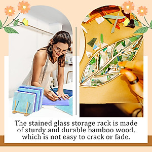 Youdaju 3Pack Stained Glass Organizer Bamboo Dish Plate Rack Wooden Dish Plate Stand Stained Glass Holder Space Saving Bamboo Drying Rack Baby Bottle Drying Rack, 8 Slots Organizer