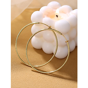 HAIAISO 6 Pairs Clip On Hoop Earrings for Women Fake Spring Hoop Earrings Set for Non-Pierced Ears Jewelry 6 Sizes(Gold)