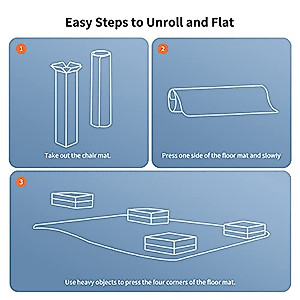 WASJOYE Carpet Chair Mat, Transparent PVC Floor Protector Cover Rug Clear Mat with Non-Slip Studded Lip, Heavy Duty for Home Computer Desk Rolling Chair, Easy Expanded