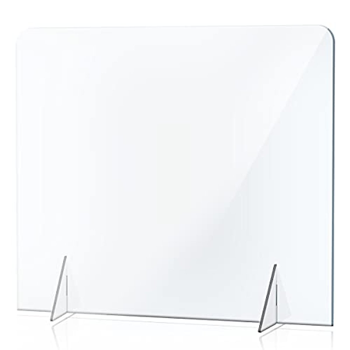 NO Cutout Sneeze Guard Panel for Counter and Desk, Portable Clear Acrylic Shield No Opening, Protective Plexiglass Shield Without Opening for Office, School, and Retail Store