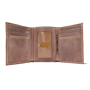Carhartt Men's Rugged Leather Triple Stitch Wallets, Available in Multiple Styles, Brown (Trifold), One Size