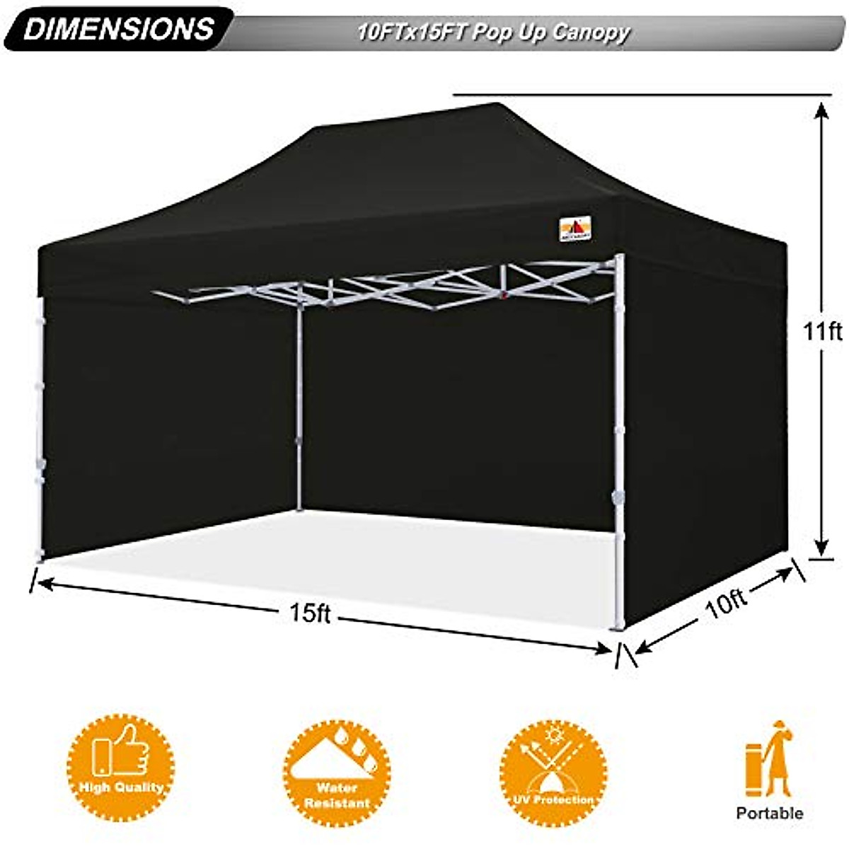 ABCCANOPY Premium Canopy Tent Commercial Instant Shade 10x15 Premium-Series, Black