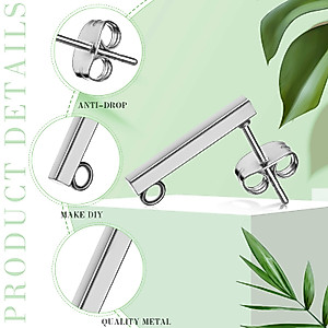 Hinly 80 Pieces Stainless Steel Earring Posts Stud Earring with Loop 80 Pieces Ear Nut Bar Pierced Post for DIY Jewelry Making, 2 Sizes(Silver, Gold)