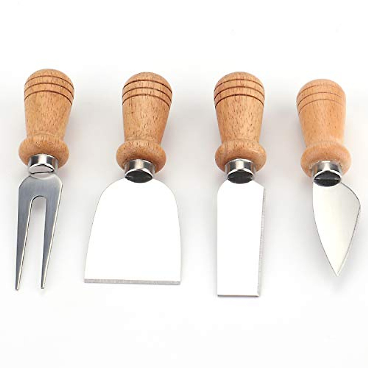 Bekith 8 Pieces Set Travel Cheese Knives with Wood Handle, Stainless Steel Cheese Slicer Cheese Cutter, 2 Cheese Knife, 2 Cheese Shaver, 2 Cheese Fork and 2 Cheese Spreader