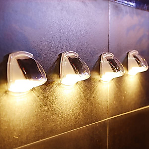 WONFAST Solar Outdoor Lights, Waterproof 8LED Solar Wall Light Lawn Fence Walkway Decorative Night Lamps for Home Pathway Street Courtyard Steps Garden Decoration (6Pack, Warm White)