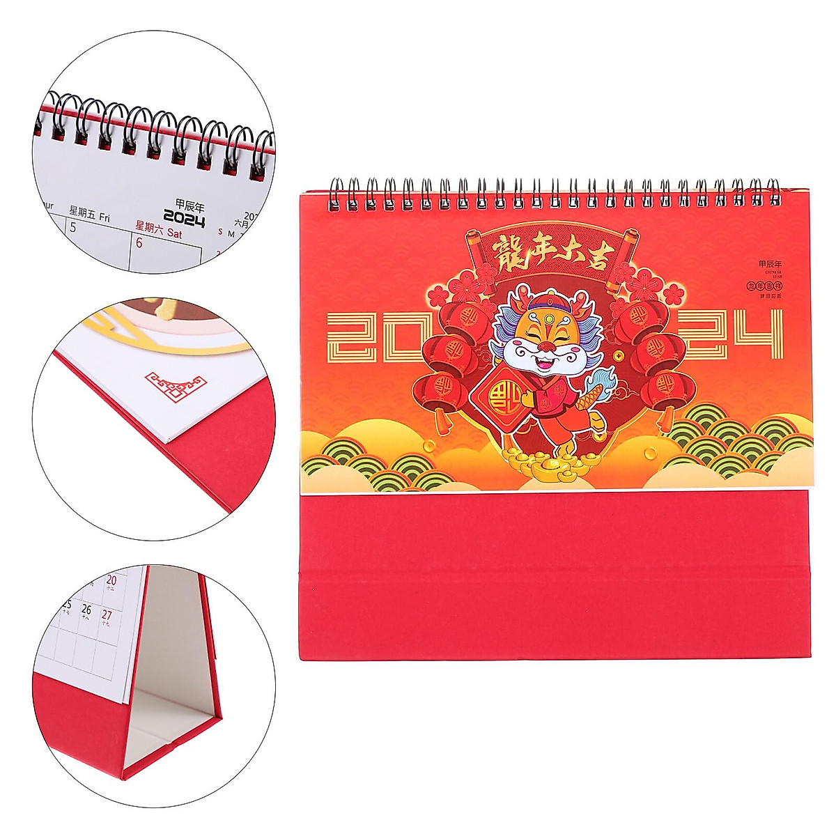 Didiseaon Office Decor Calendar Desk Decorative Freestanding Calendar Tabletop Standing Calendar Flipped Table Calendar 2024 Desk Calendar Monthly Calendar Paper Chinese Style Small Calendar