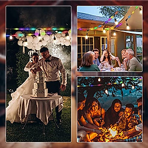 Docusvect Outdoor LED String Lights with RGB Fairy Lights, 48FT 15 Shatterproof Edison Bulbs + (2 Spare) Heavy-Duty Decorative IP65 Waterproof Connectable Hanging Patio Lights for Garden, Balcony