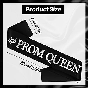 SKJIAYEE 2 Pack Prom King and Prom Queen Sashes, Black Prom Sash with Silver Foil Letter Decorations for Graduation Party School Party Bachelorette Party Wedding Bridal Shower Party Supplies