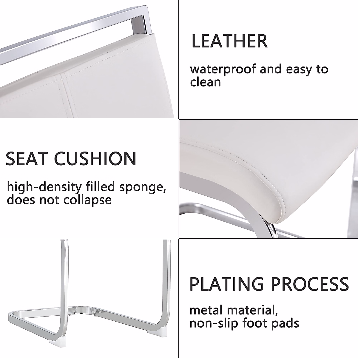 FURNITO Dining Table Set for 6,Modern Rectangle White Dining Table with PU Dining Chairs 6,Ideal for Home,Kitchen Dining Room,Kitchen Table and Chairs for 6