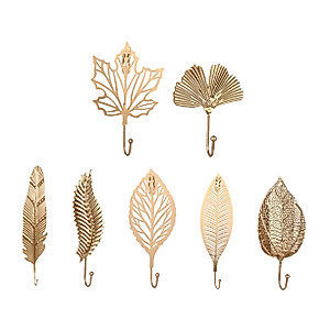 CAXUSD 7pcs Metal Wall Hooks Country Decor Iron Key Hook Rustic Decor Gold Leaf Wall Art Metal Signs Retro Decor Hat Hooks Country Hats Household Coat Hook Multifunction Robe Wrought Iron