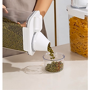 Frianchlly 2PCS Airtight Food Storage Containers measuring Cup,Plastic Dry Food Canisters for Kitchen Pantry Organization and Storage, One handed Leak Proof Lids White.