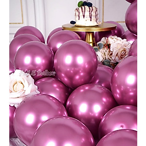 AULE Metallic Hot Pink Balloons 5 inch 50 Pcs Hot Pink Latex Balloons Chrome Helium Shiny Thicken Balloon Perfect Party Decoration for Wedding Birthday Baby Shower Graduation Christmas Carnival