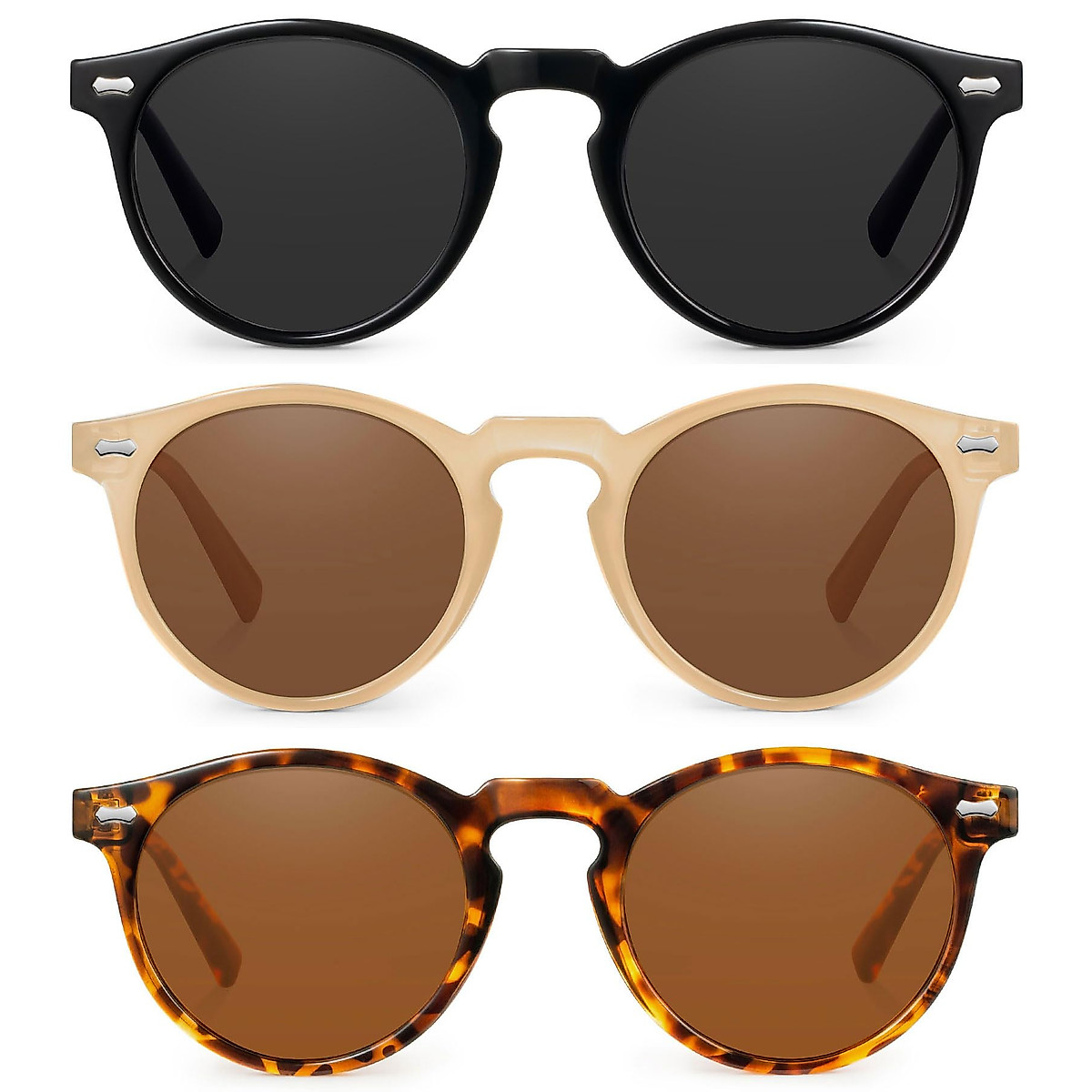 YMRFW Retro Polarized Sunglasses for Women Vintage Style Small Round Sun Glasses UV Protection