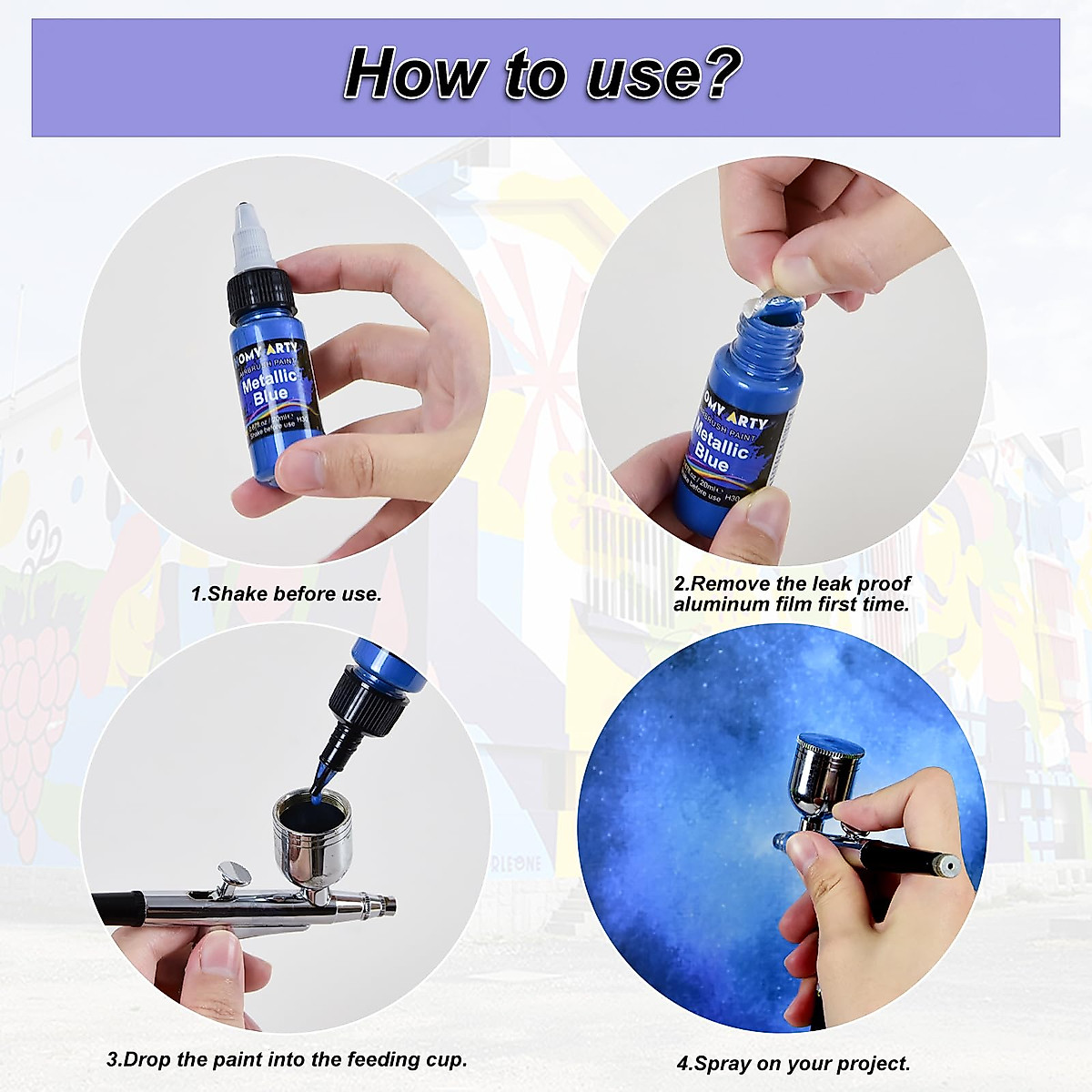 Airbrush Paint - 30 Colors with 3 Thinner, Ready to Spray Airbrush Paint Set, Water-Based Acrylic Air brush Paints for Metal, Plastic Models, Canvas, Wood - 33 Bottles