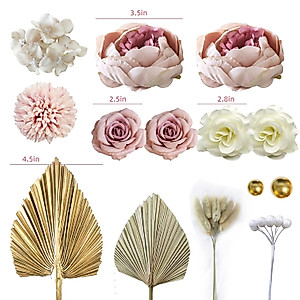 32 PCS Boho Cake Topper Flower Palm Leaves Cake Decorations for Bohemian Wedding Baby Shower Birthday Party Supplies Mother's Day (Boho)
