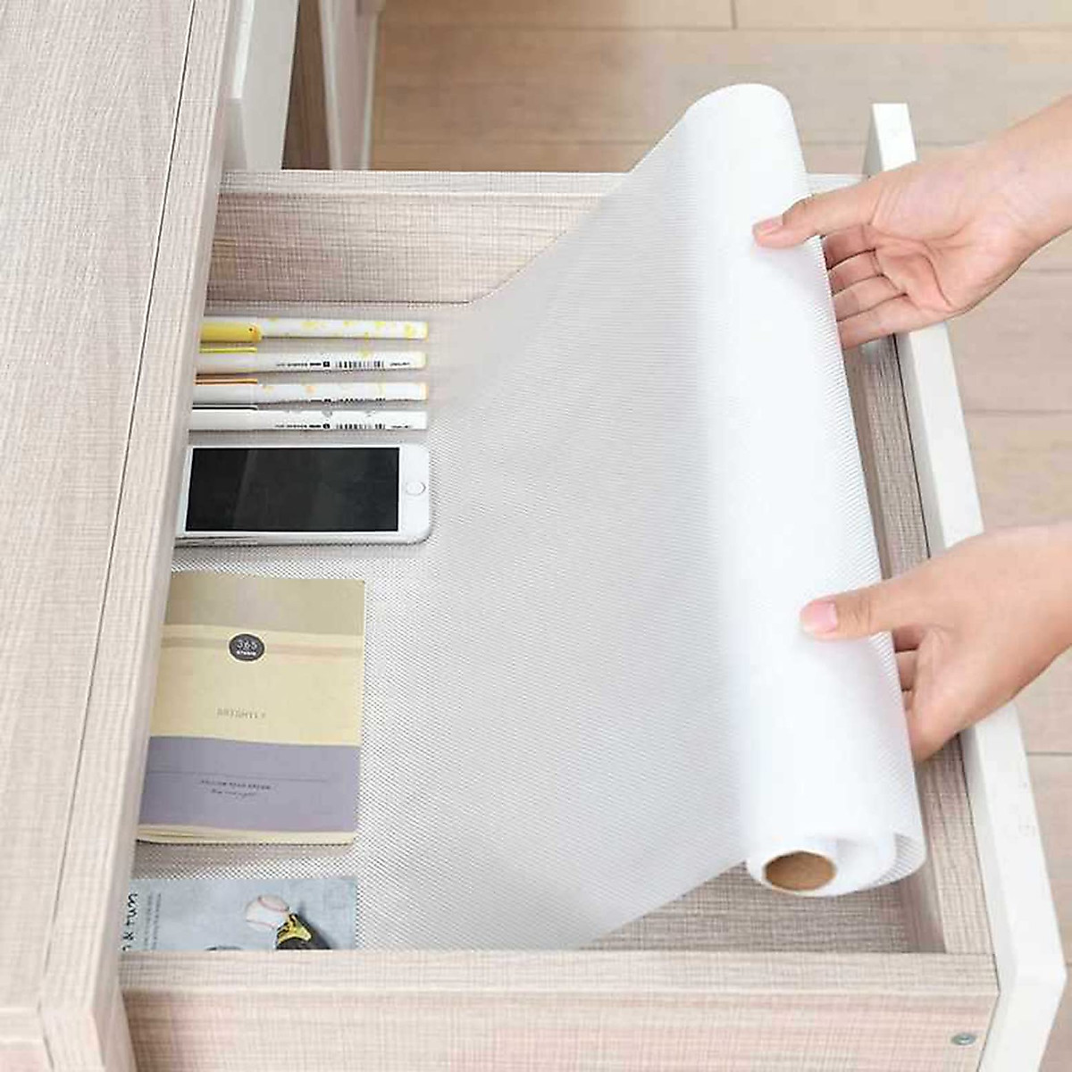 Shelf Liners, Kitchen Drawer Liner Drawer Mats Washable EVA BPA Free Waterproof & Oil-Proof Cupboard Cabinet Shelf Protector, 12 Inches x 10 FT, Non Adhesive Drawers (Diamond Pattern)