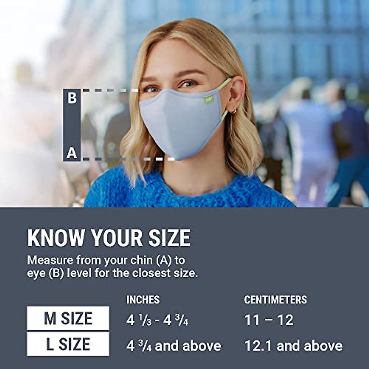 AIR+ Reusable Face Mask, Proven Protection for Men & Women, Filters >95% of Aerosolized Particles, Anti-dust, Washable, Breathable, Anti-fog for Glasses, Adjustable Ear Loops, Black Medium