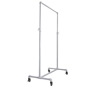 Econoco Pipeline Adjustable Height | Ballet Bar | Vintage Rolling Rack | PSBBADJWTE |Gloss White