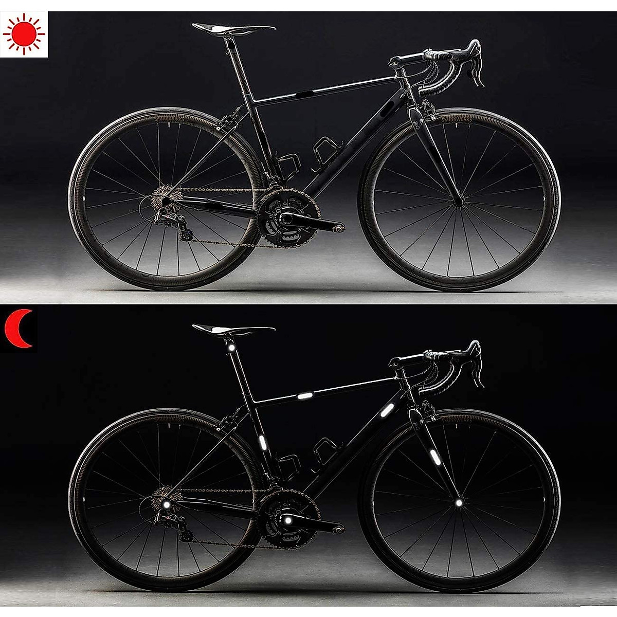 KOOUMOS 30pcs Reflective Decals Reflective Stickers Safety Warning Sticker Tapes Waterproofsp High Intensity Night Visibility Adhesive for Helmets Motorbike 1.18 x 3.25 Inch(3x8cm)