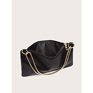 Verdusa Women's Satin Evening Handbag Shoulder Bag Purse Black one-size