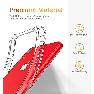 CANSHN Clear Protective Designed for iPhone XR Case [Military Drop Protection] [Not Yellowing] Shockproof Phone Case with Soft TPU Bumpers, Slim Thin Case for iPhone XR - Clear