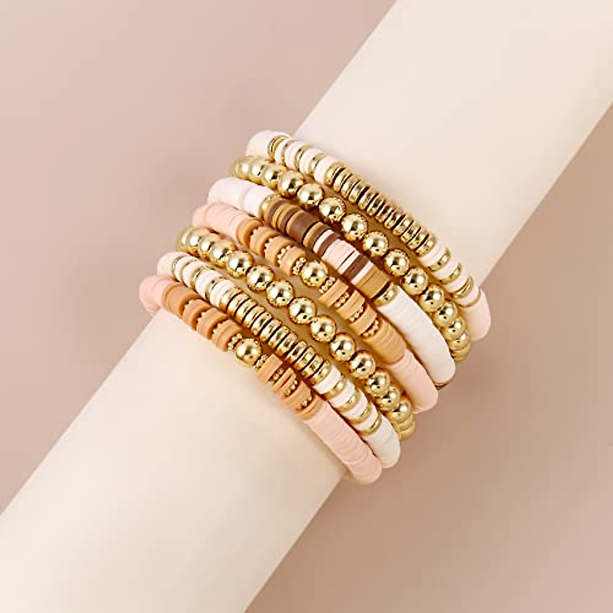 Elegance 11 designs Heishi Beaded Bracelets For Women Polymer Clay Pink Surfer Stackable Beads Boho Bracelet Summer Beach Jewelry Set