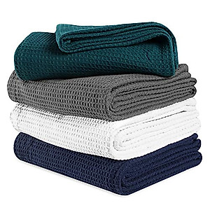 Waffle Weave King Blanket 102x90 inch-Teal,King Cotton Blanket,Teal King Blanket,Breathable Blanket,Farmhouse Throw Blanket,Textured Throw Blanket,Throw Blanket,All Season Cotton Blanket