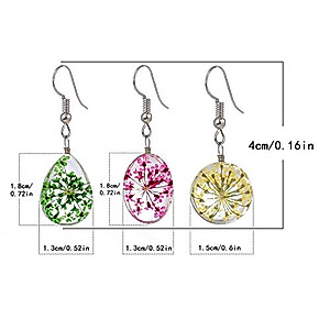 12 Pairs Multicolor Pressed Flower Dangle Earrings for Women-Life of Tree Drop Earrings for Grils- Womens Dangle Earrings Pack- Teen Girls Earrings Yellow Pink Purple Red Green Earring Set for Teens