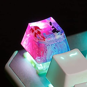 Backlit Key Cap for Cherry MX Mechanical Koi Fish Resin Artisan Keycaps 1U
