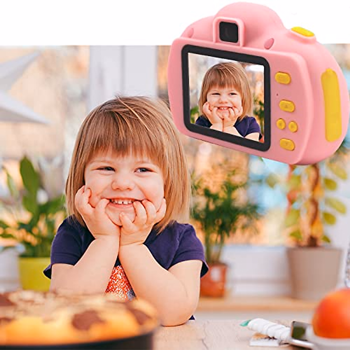 Kids Selfie Digital Camera, Toy Birthday Gift Front And Rear 1080P Anti-Fall 2.0-inch Cartoon Dual Head Camera Children's Photo Digital Camera HD