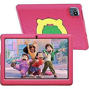 HiGrace Kids Tablet 10 inch - Android 12 Quad core Tablet for Kids (Ages 3-12), 5000mAh, 32GB ROM, Dual Camera, WiFi, Parental Control, Kid-Proof Case-Pink